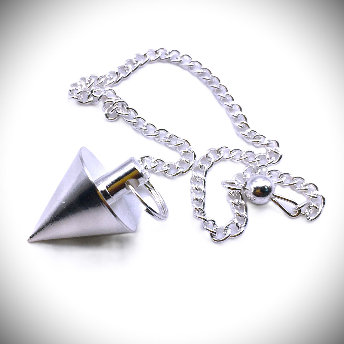 Metal Cone Silver toned Pendulum Divination Dowsing – Five Sisters Crystals