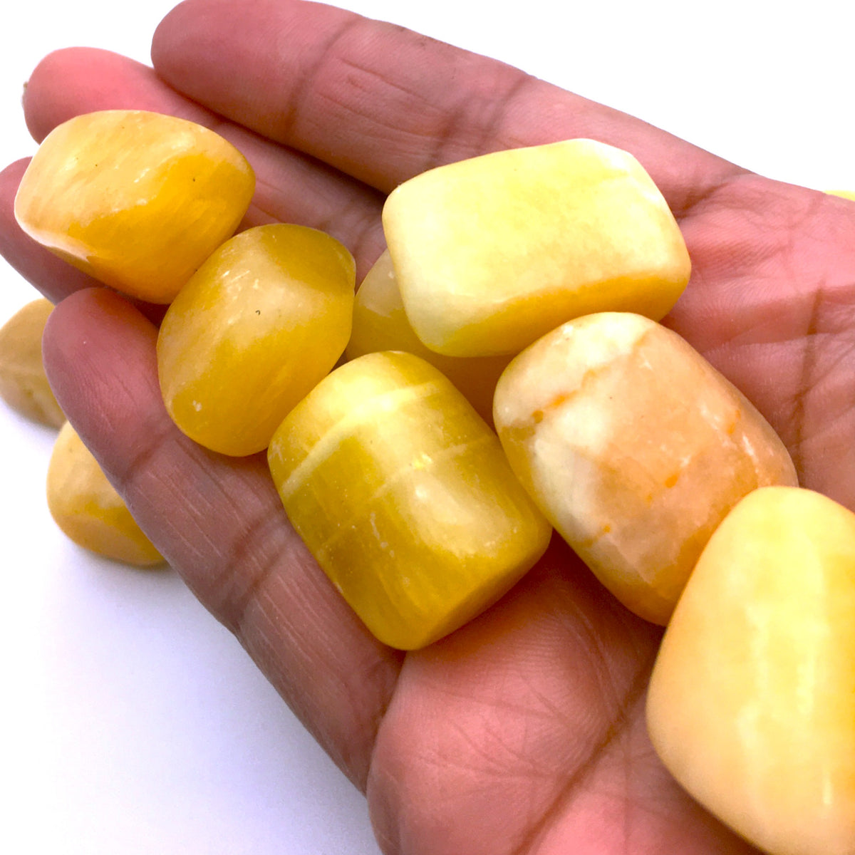 Yellow Aragonite Tumbled – Five Sisters Crystals