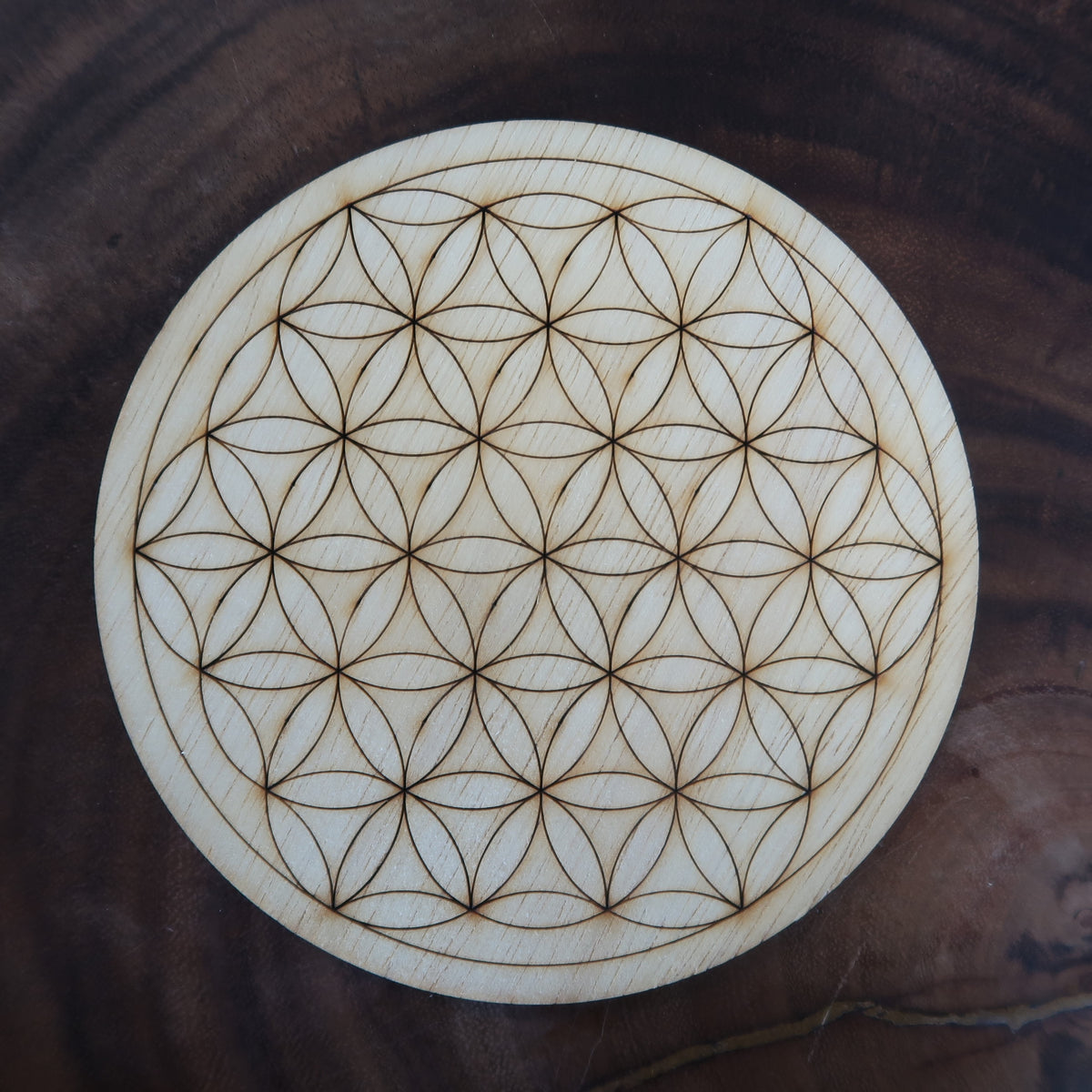 Sacred Geometry Grid Wood Small 5" diameter – Five Sisters Crystals